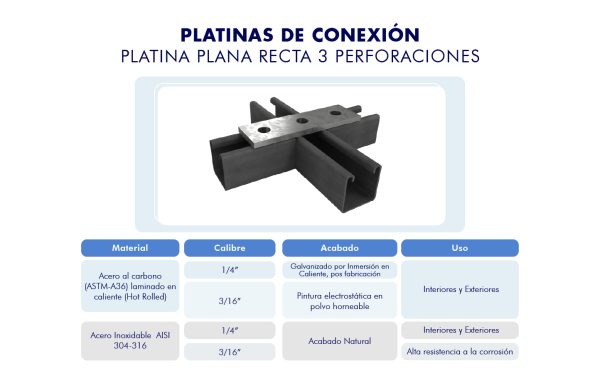 Platina Plana 3 perforaciones - CL Ingenieria Comercial